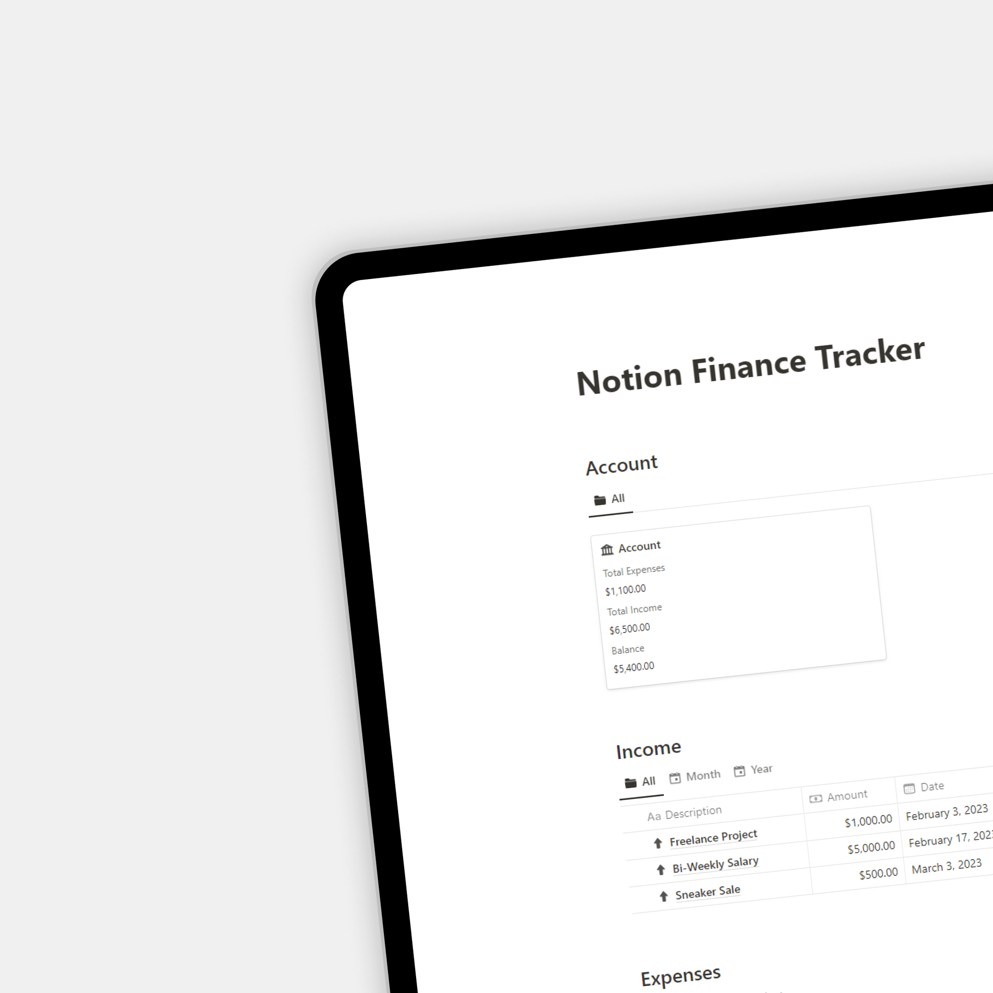 Notion Finance Tracker